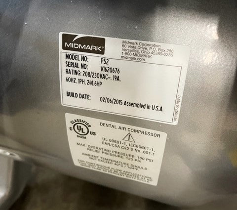 Midmark P52 Power Air Oilless Compressor – Pre-Owned Dental Inc.
