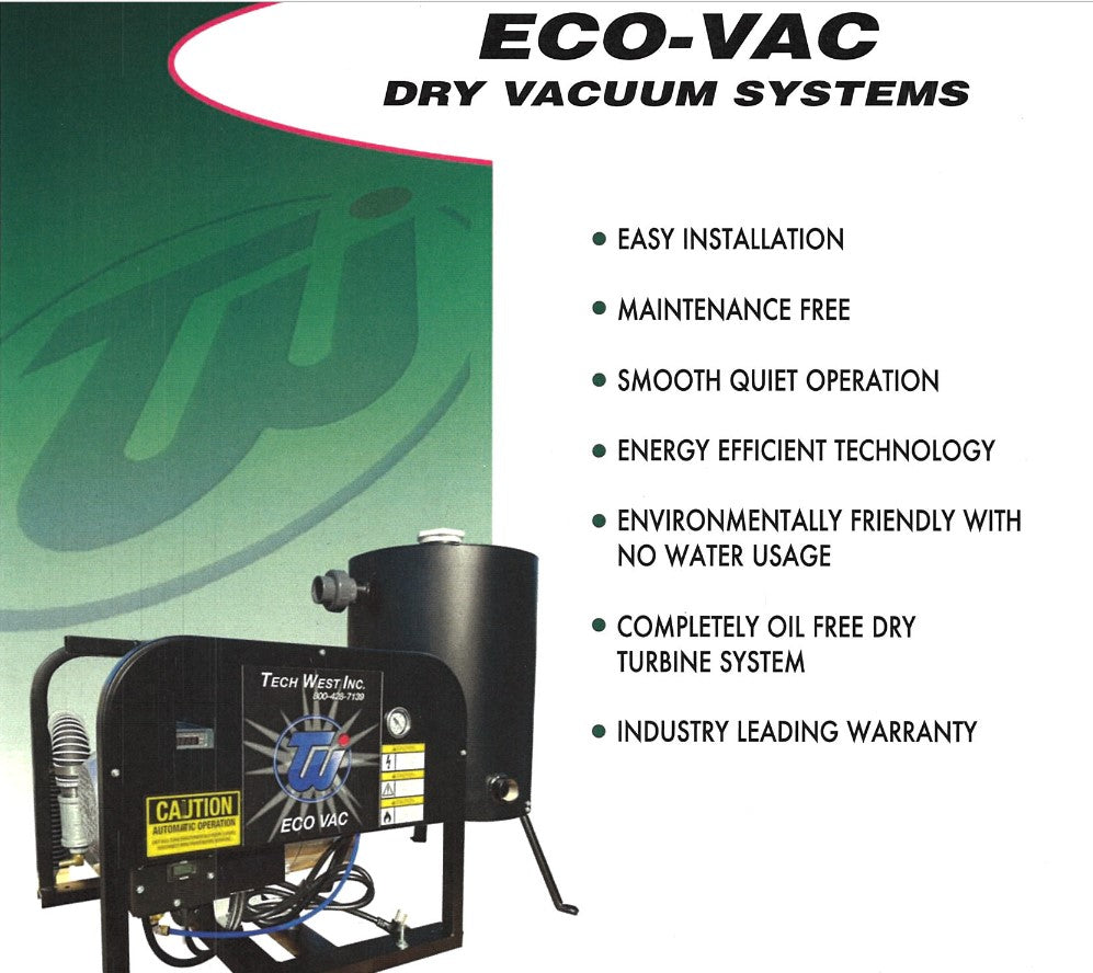 Tech West VPD5S2 Eco-Vac Dry Vacuum System (5-7 User) ( NEW ) – Pre ...